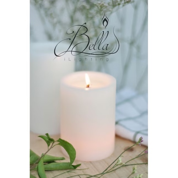 Bella | Accents | Wax Pillar Candle Battery Powered With Real Flame ...
